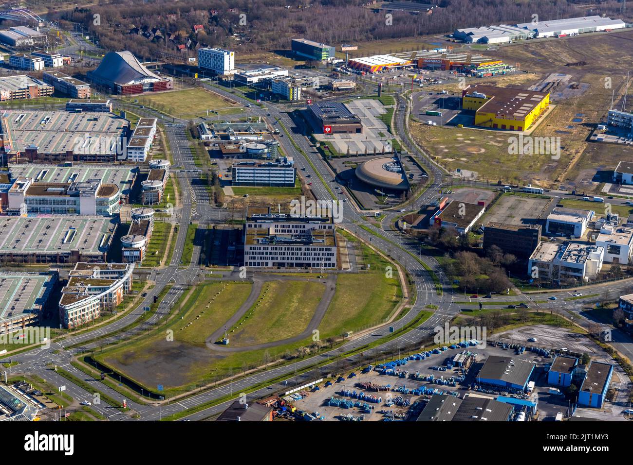 Aerial view, Centro Oberhausen, commercial enterprises at Centroallee ...