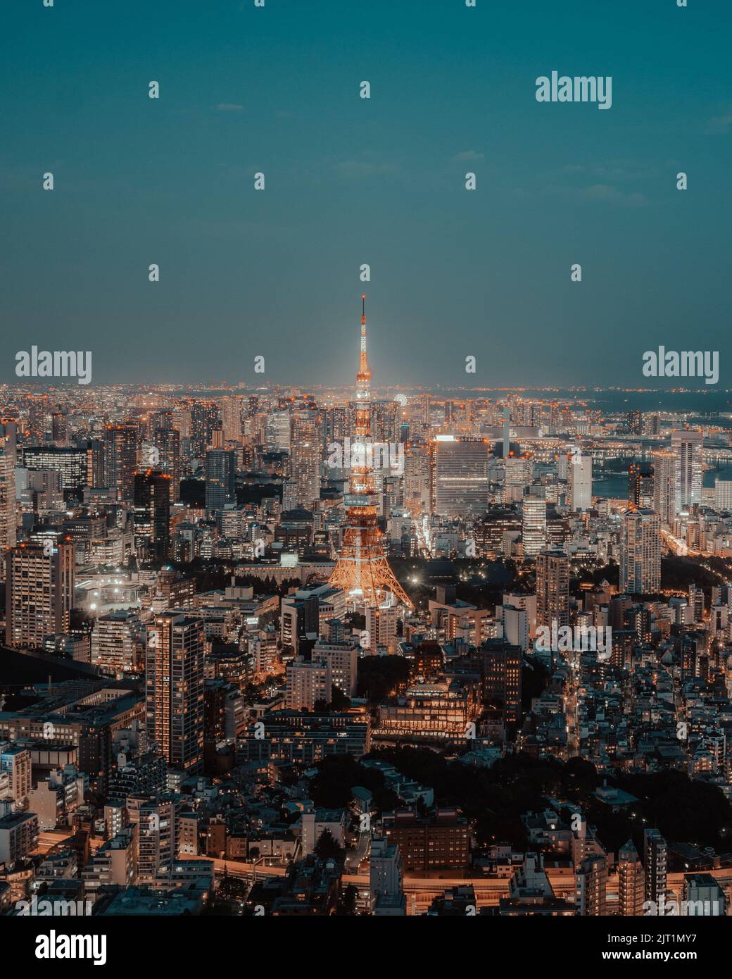 A vertical shot of Tokyo skyline at night Stock Photo - Alamy