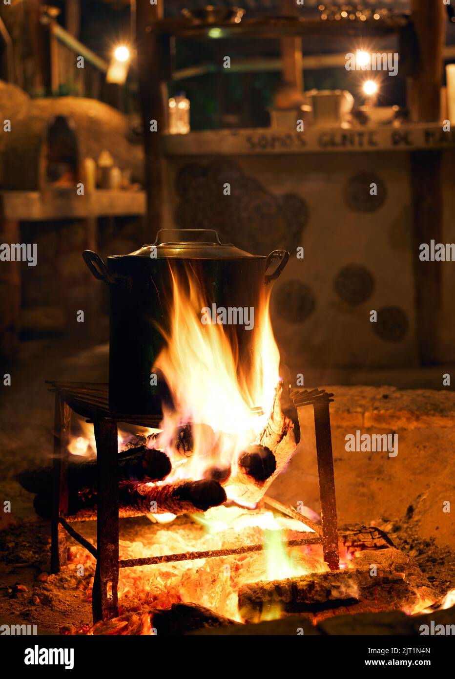 A vertical shot of a Wood fired kitchen in Bacalar, Quintana Roo ...