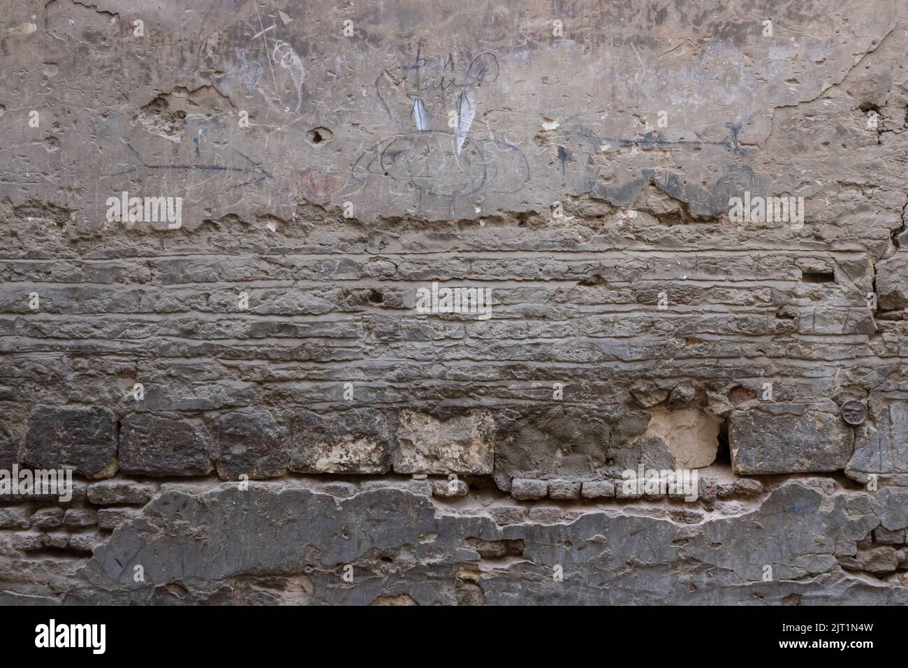 High Quality Old Damaged stone and Brick Dirty wall Stock Photo - Alamy