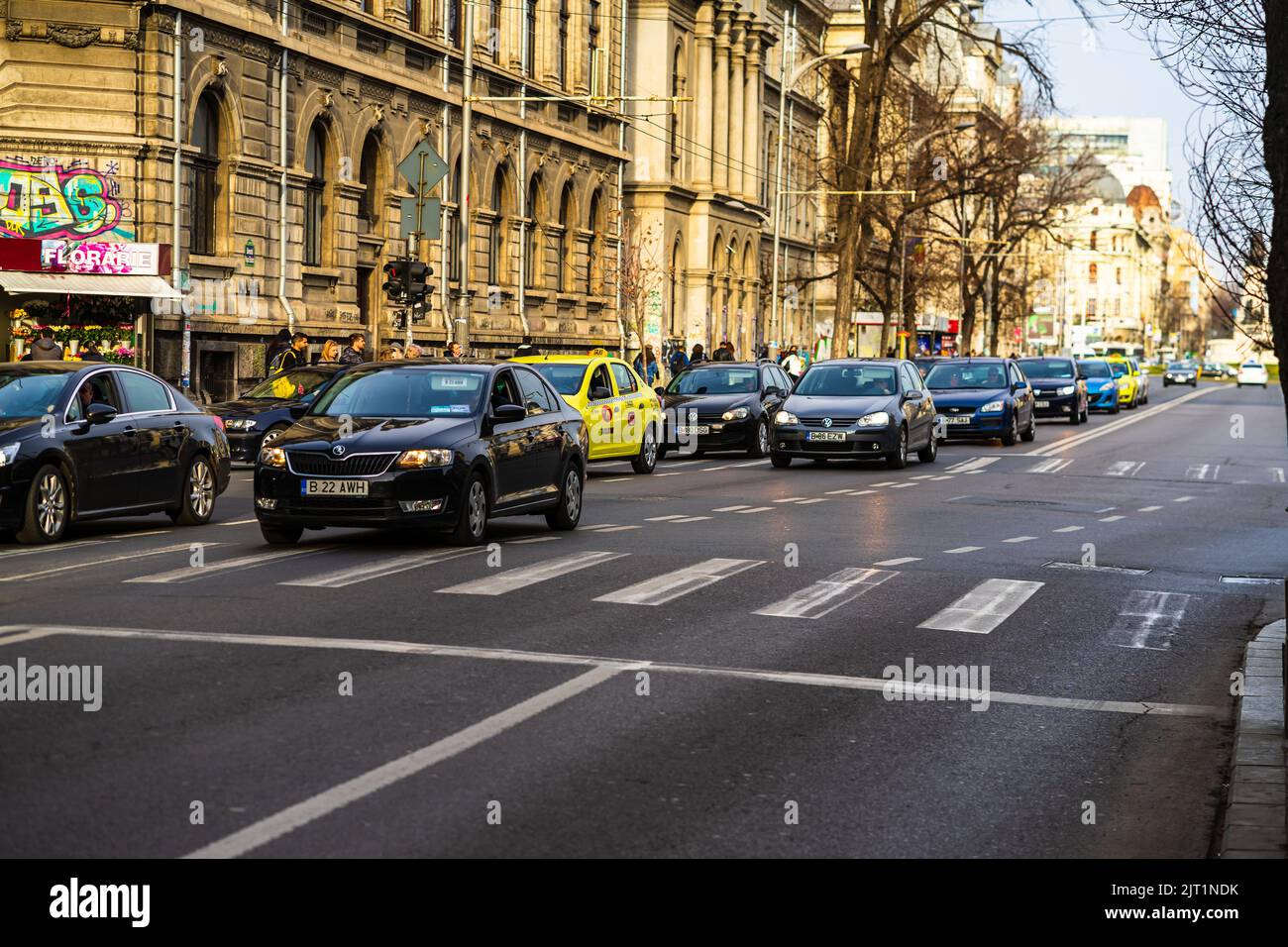 Car traffic, pollution, traffic jam in the morning and evening in the ...