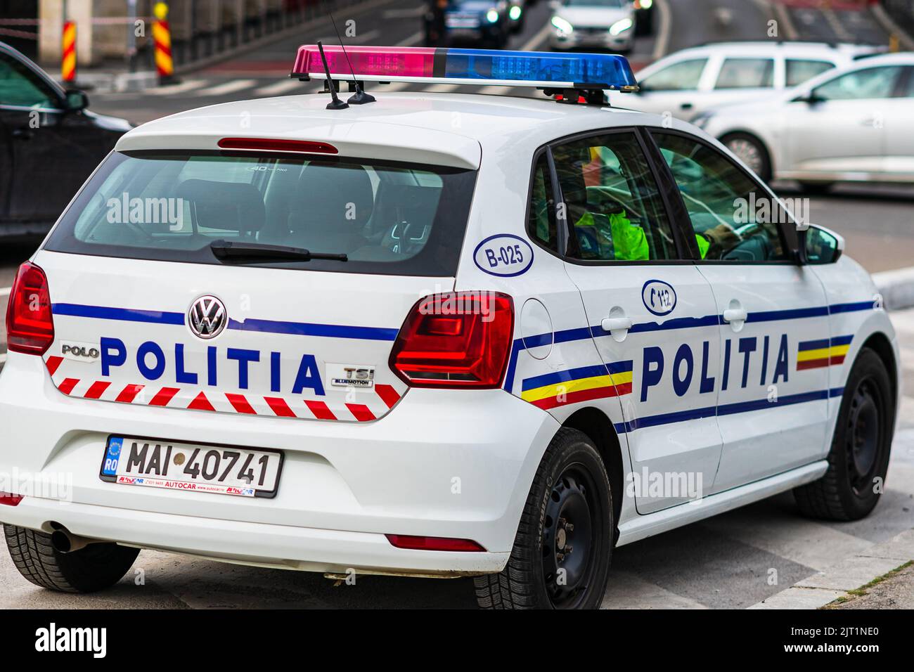 Romanian Police Car (Politia Rutiera) in Bucharest traffic, Romania ...
