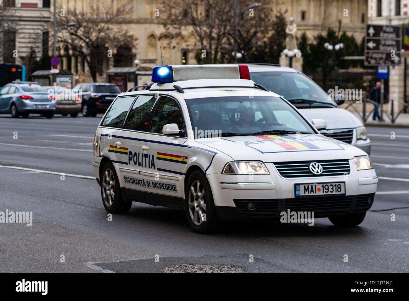Romanian Police Car (Politia Rutiera) in Bucharest traffic, Romania ...