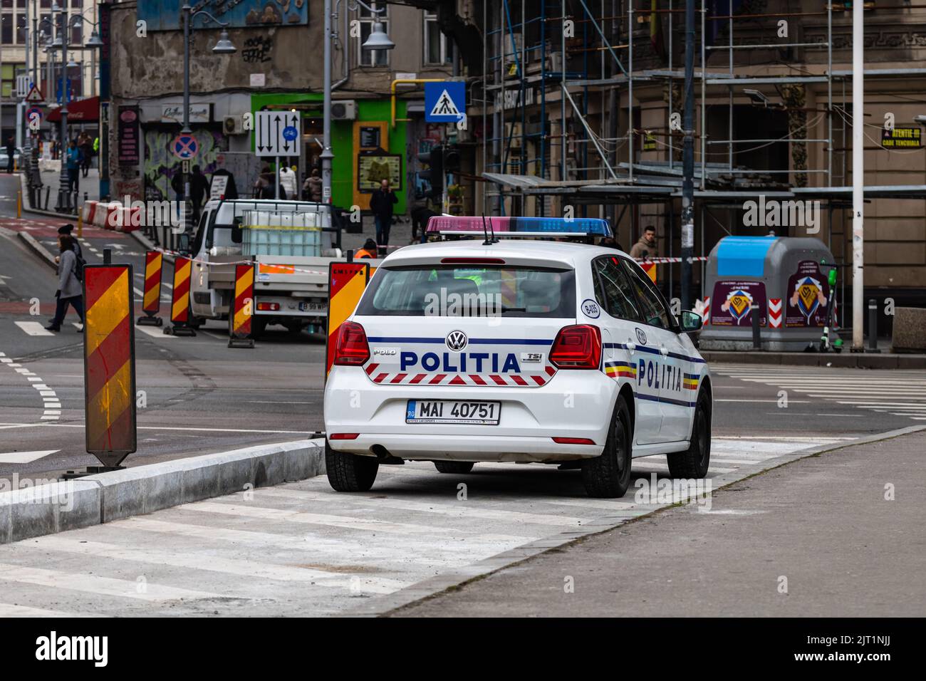 Romanian Police Car (Politia Rutiera) in Bucharest traffic, Romania ...