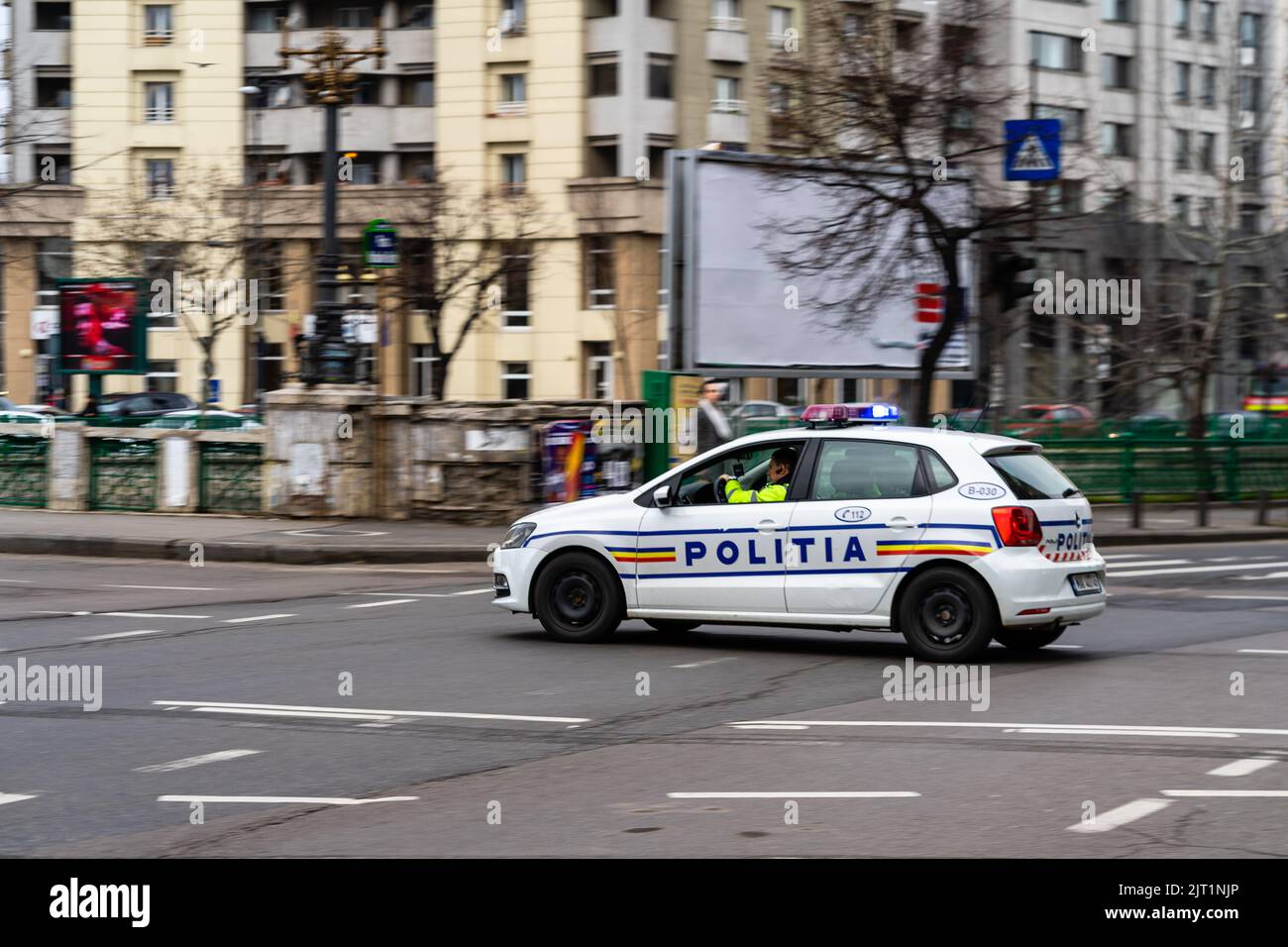 Romanian Police Car (Politia Rutiera) in Bucharest traffic, Romania ...