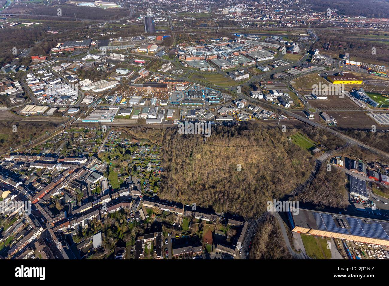 Aerial view, Knappenhalde Knappenstraße and Essener Straße with view to ...