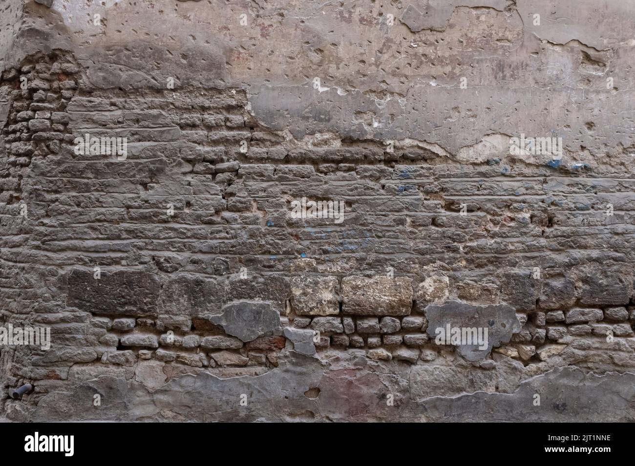High Quality Old Damaged stone and Brick Dirty wall Stock Photo - Alamy