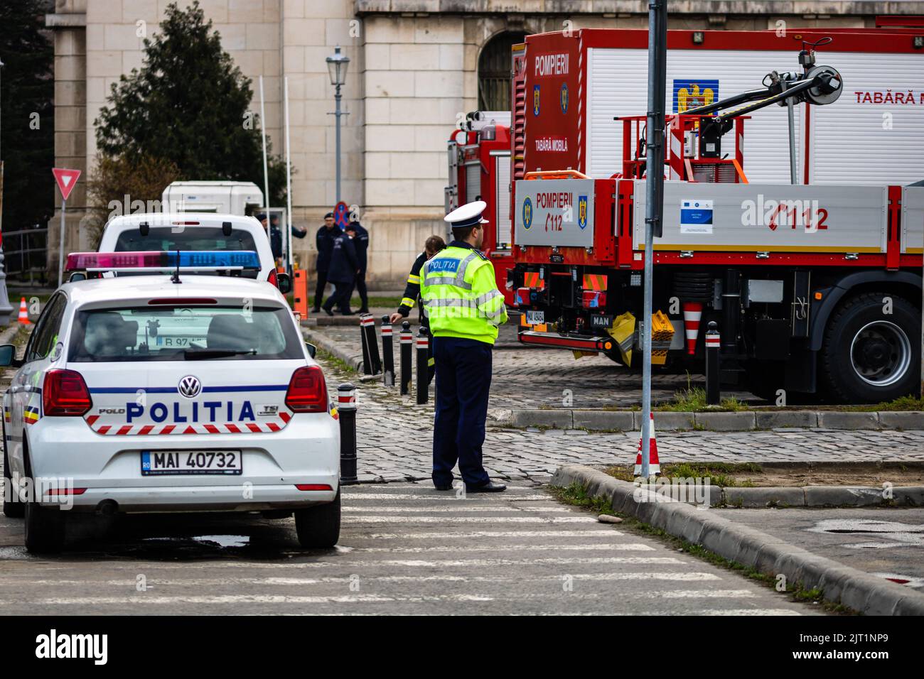 Romanian Police Car (Politia Rutiera) in Bucharest traffic, Romania ...
