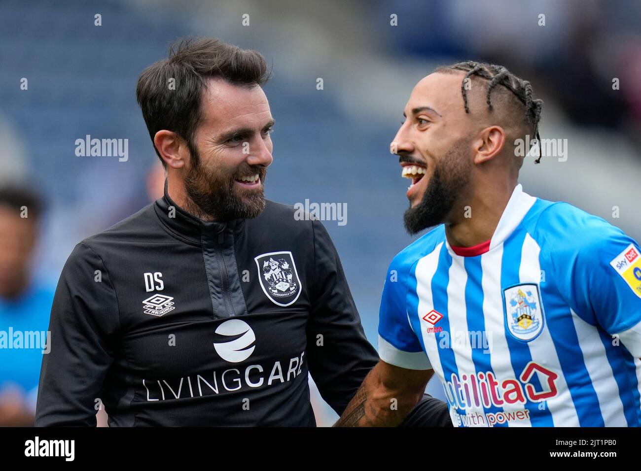 Danny Schofield manager of Huddersfield Town speaks with Sorba Thomas ... Danny Schofield manager of Huddersfield Town speaks with Sorba Thomas ...