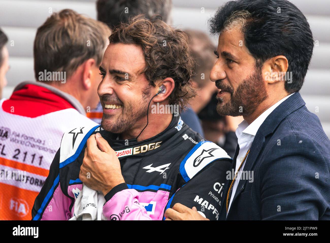 Fernando Alonso (ESP) Alpine F1 Team with Mohammed Bin Sulayem (UAE ...