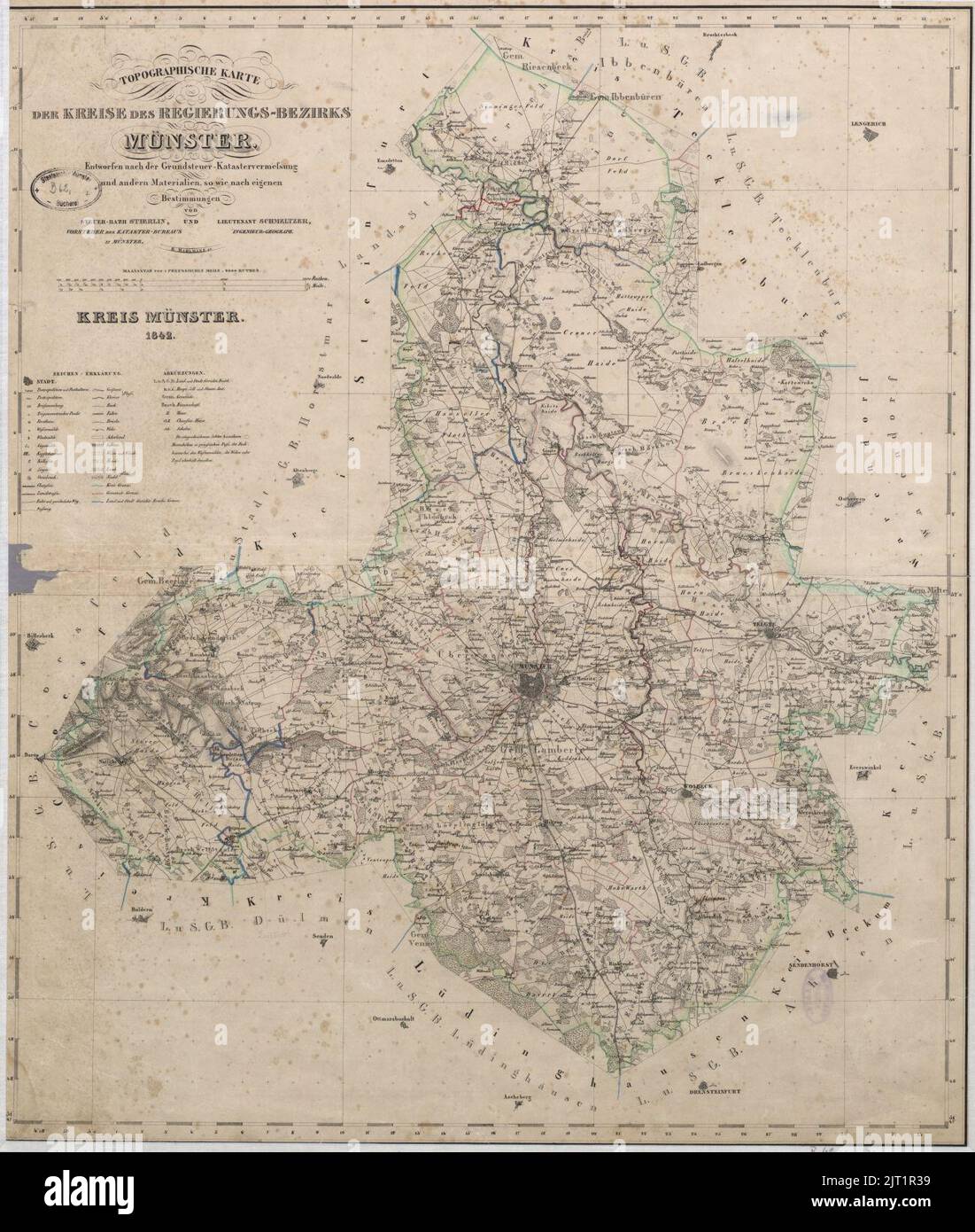 Topographische Karte der Kreise des Regierungs-Bezirks Muenster, Blatt ...
