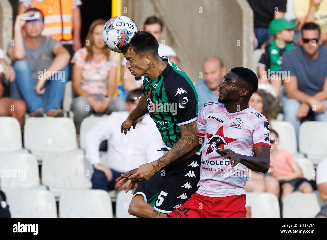 Cercle's Boris Popovic and Essevee's Alieu Fadera fight for the ball ...