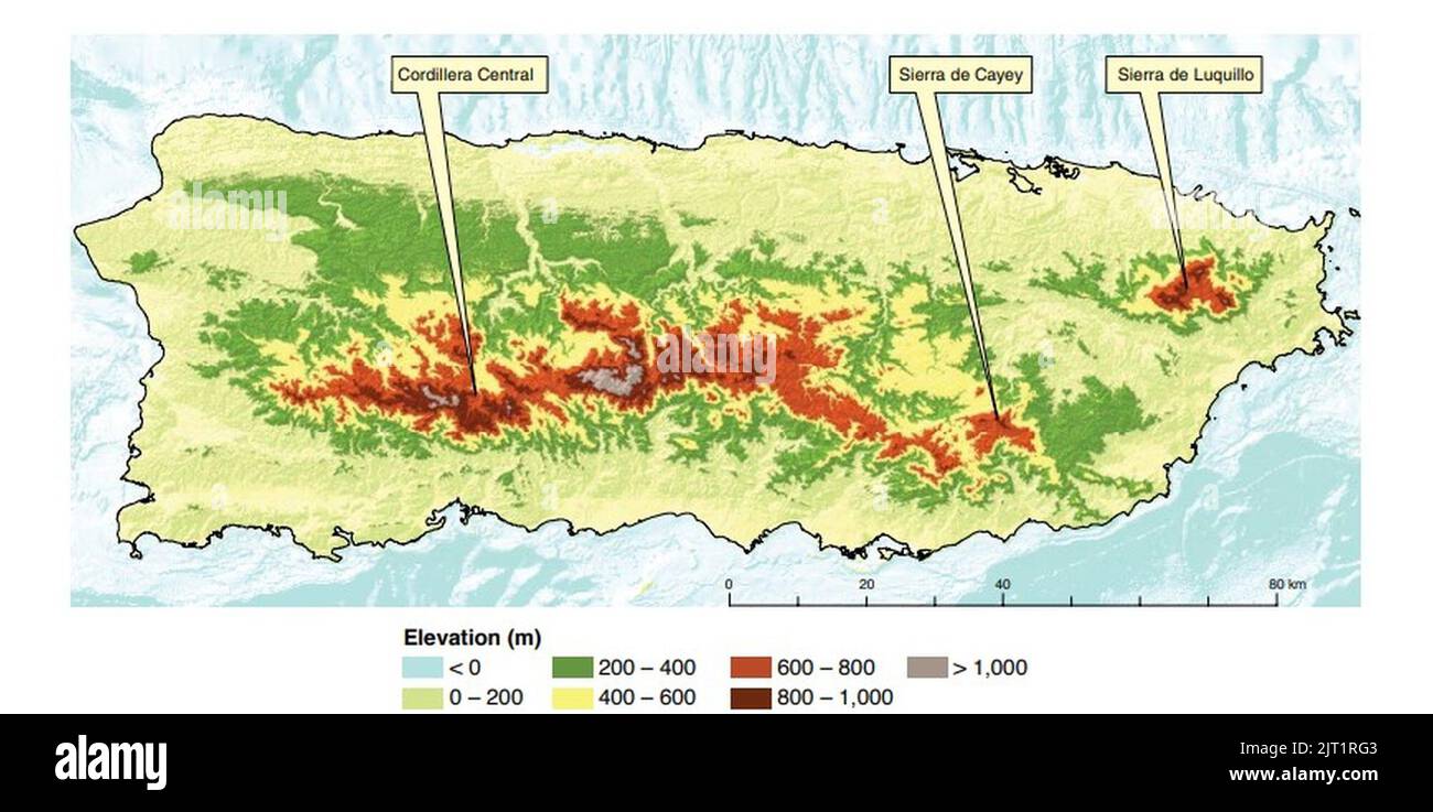 Topography of the Commonwealth of Puerto Rico by USDA Stock Photo - Alamy