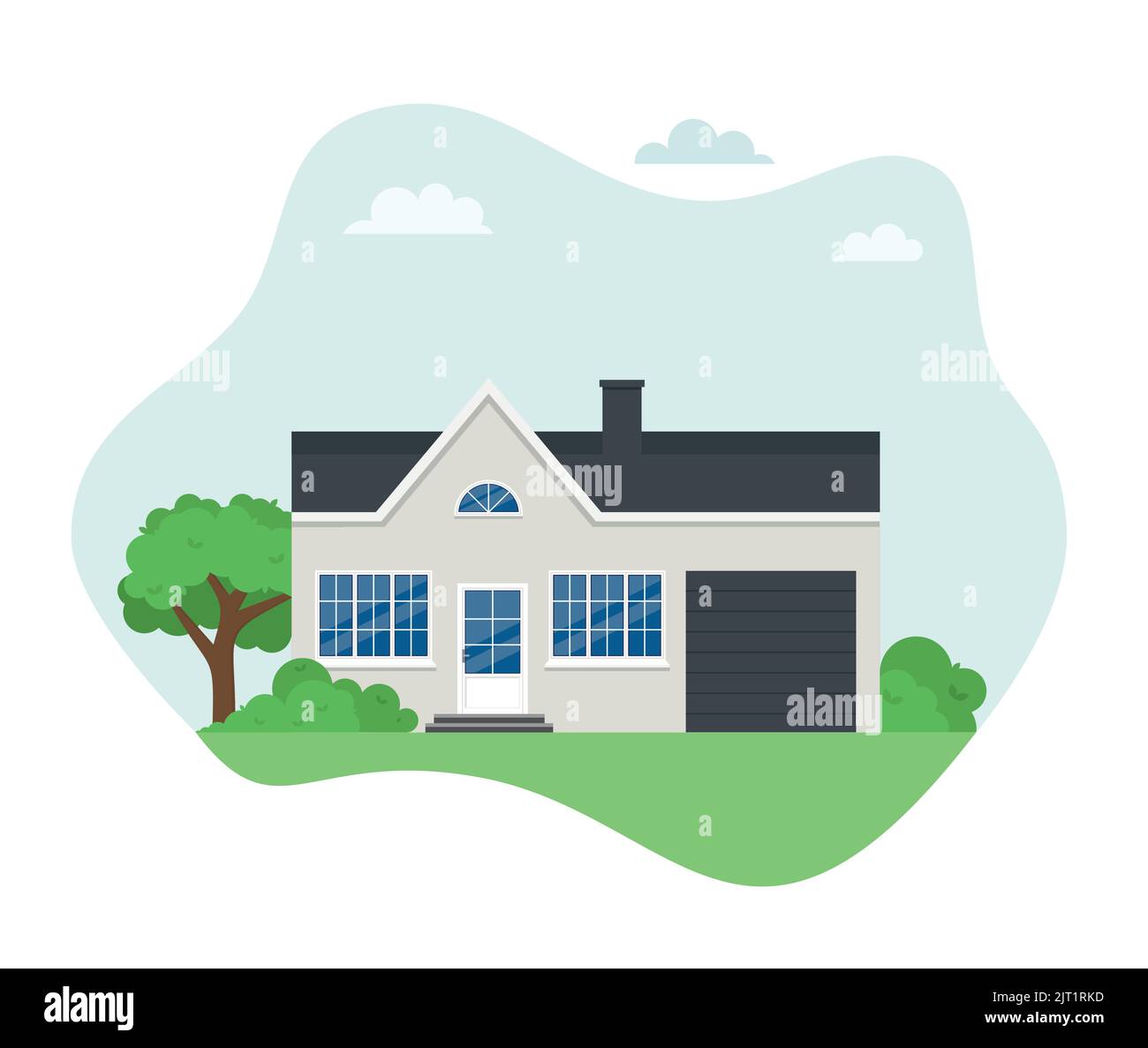 House facade. Small cottage, modern architecture. Idea of real estate ...