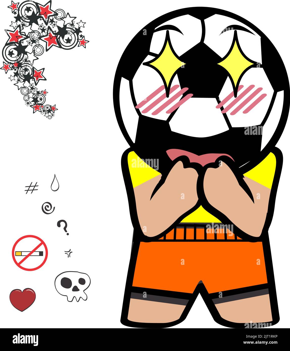 adorable chibi kid soccer ball head character cartoon. kawaii vector ...