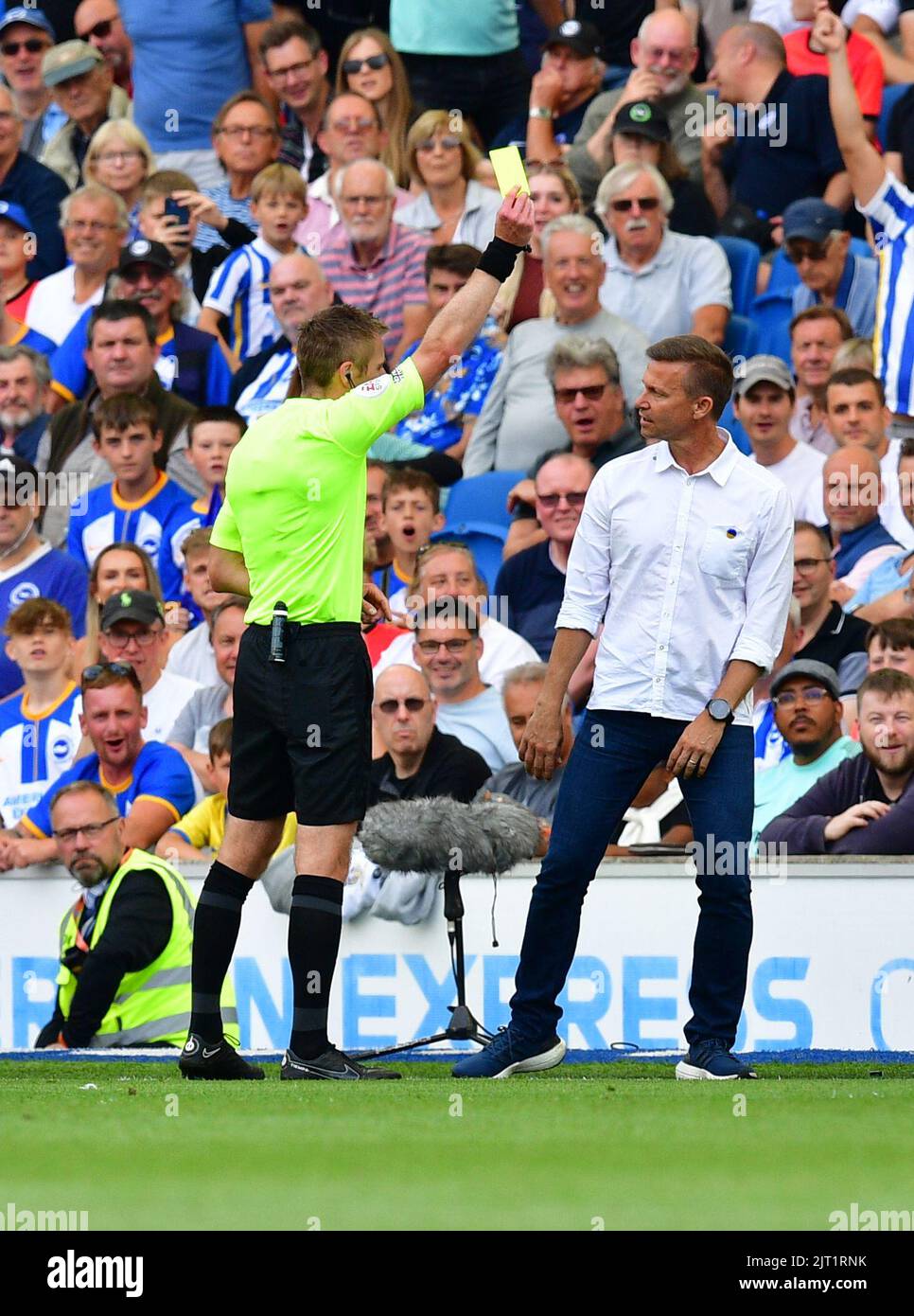 Brighton, UK. 27th Aug, 2022. Jesse Marsch Manager of Leeds united is ...