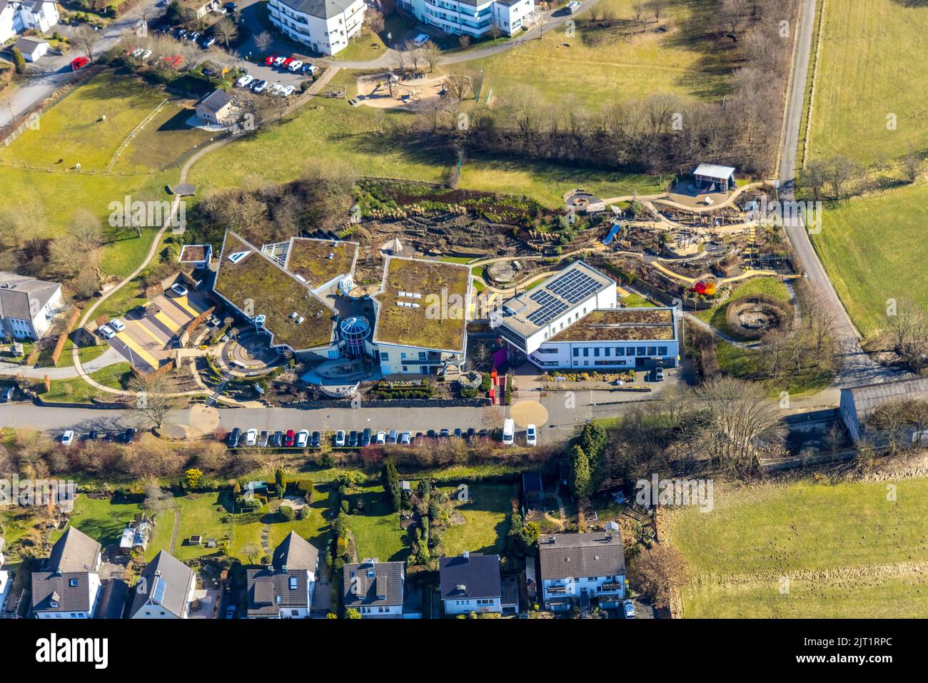 Aerial view, children and youth hospice Balthasar, Olpe city, Olpe ...