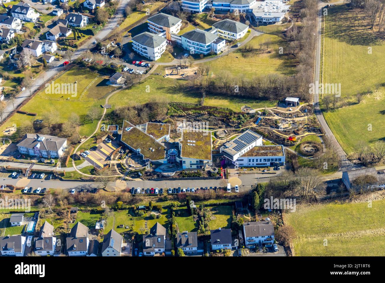 Aerial view, children and youth hospice Balthasar, Olpe city, Olpe ...