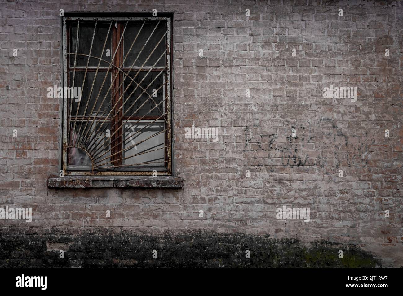 Old building. Brick wall. Abandoned house. Poor district. Protective ...