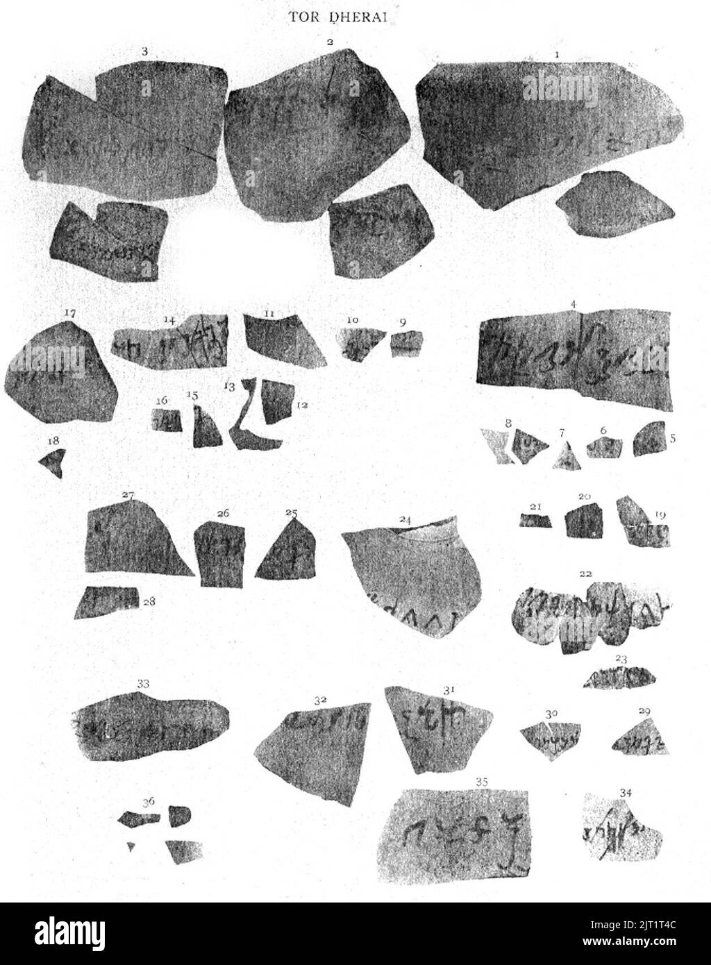 Tor Dherai inscribed potsherds of Yolamira Stock Photo - Alamy