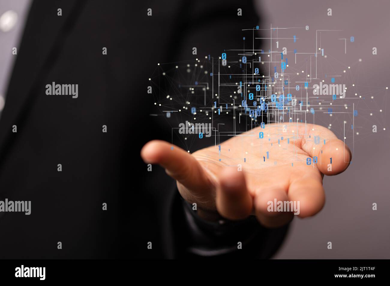 A 3D rendering of global networking in a hand Stock Photo - Alamy