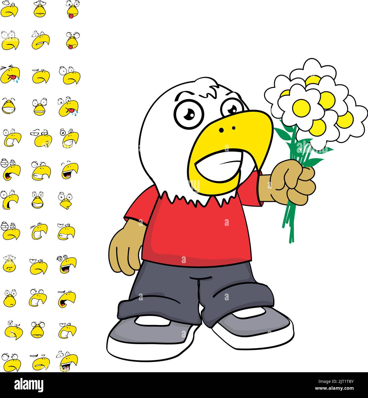 flowers eagle young kid character cartoon expressions set pack in ...