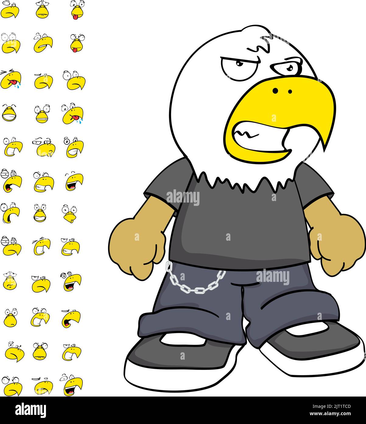 furious eagle young kid character cartoon expressions set pack in ...