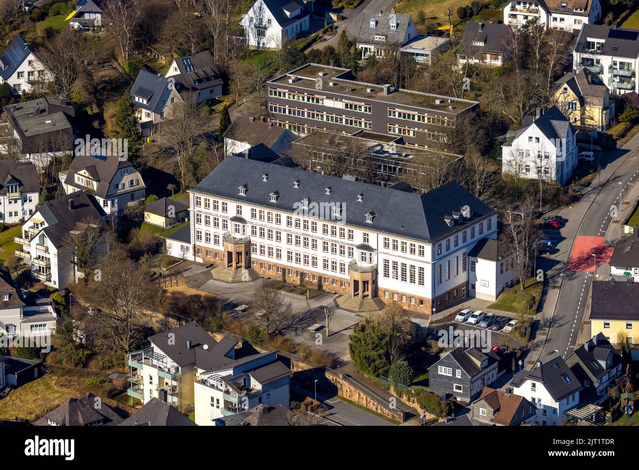 Aerial view, Städt. Gymnasium, Seminarstraße, Olpe city, Olpe ...
