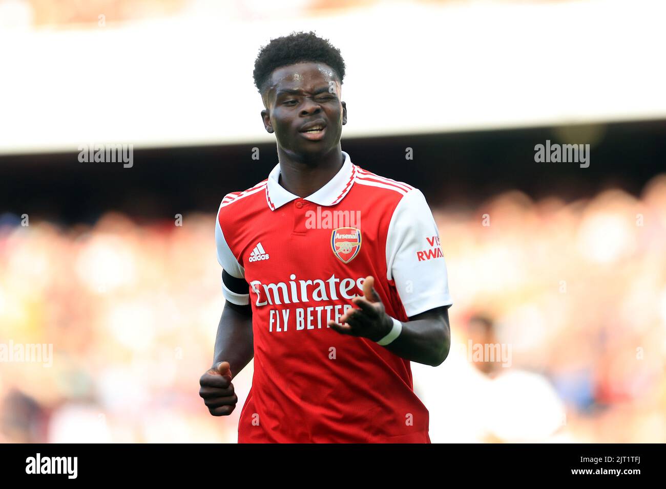 Arsenal's Bukayo Saka during the Premier League match at the Emirates ...