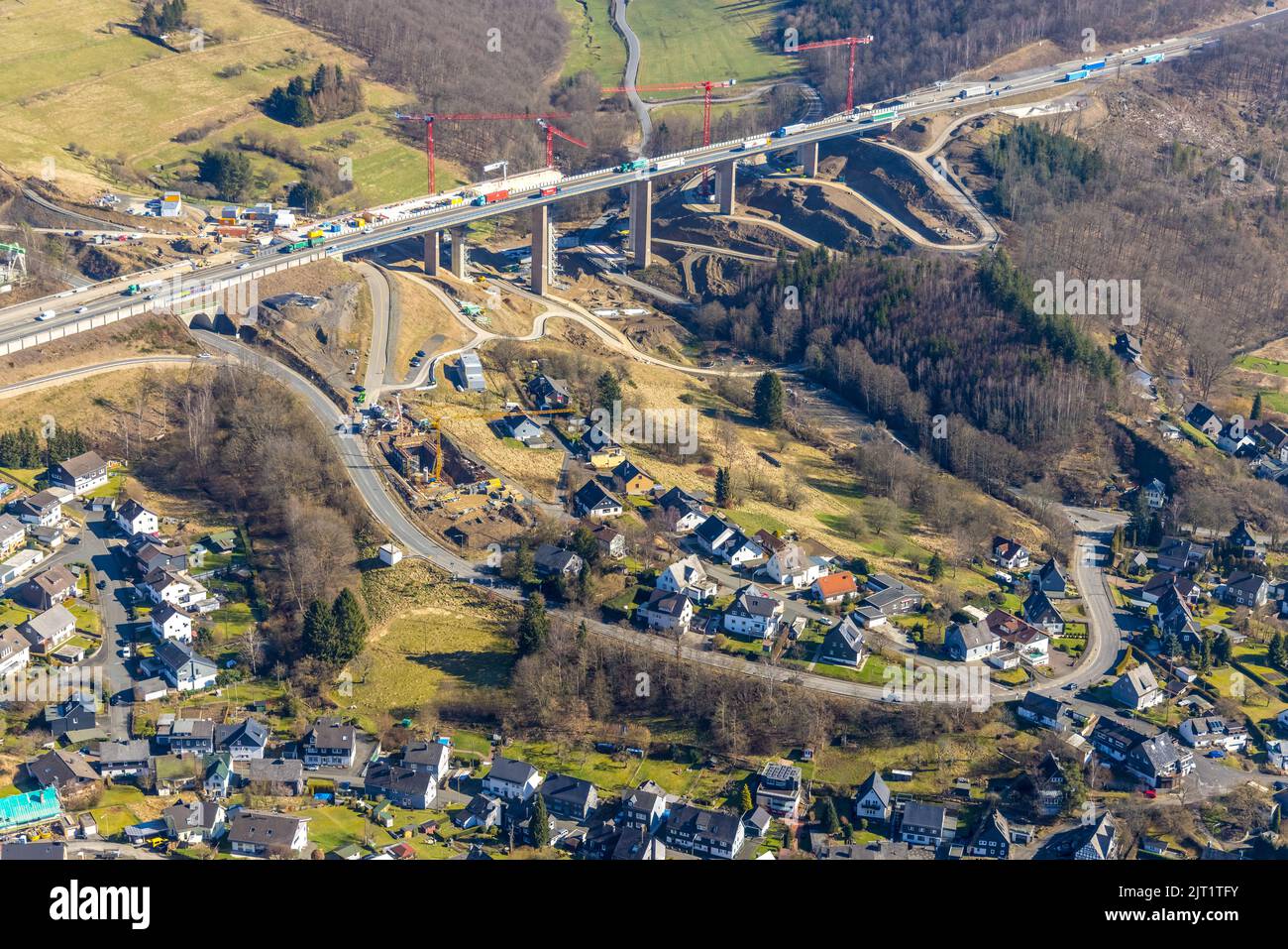 Freeway bridge viaduct Eisern of the freeway A45 Sauerlandlinie ...