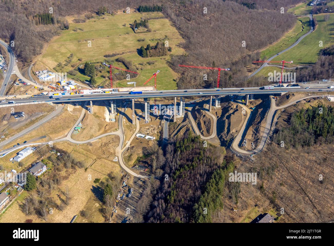 Freeway bridge viaduct Eisern of the freeway A45 Sauerlandlinie ...