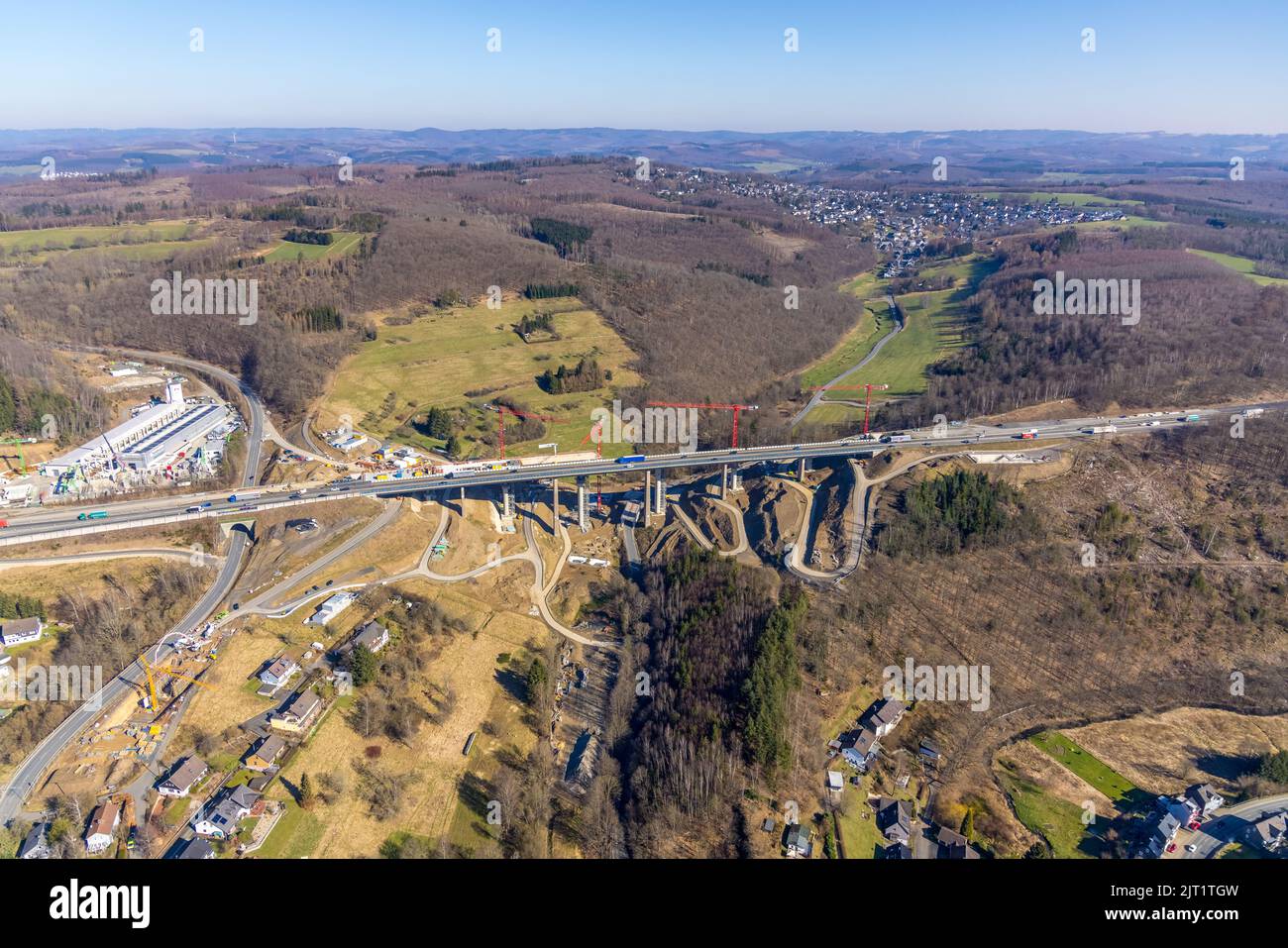 Freeway bridge viaduct Eisern of the freeway A45 Sauerlandlinie ...