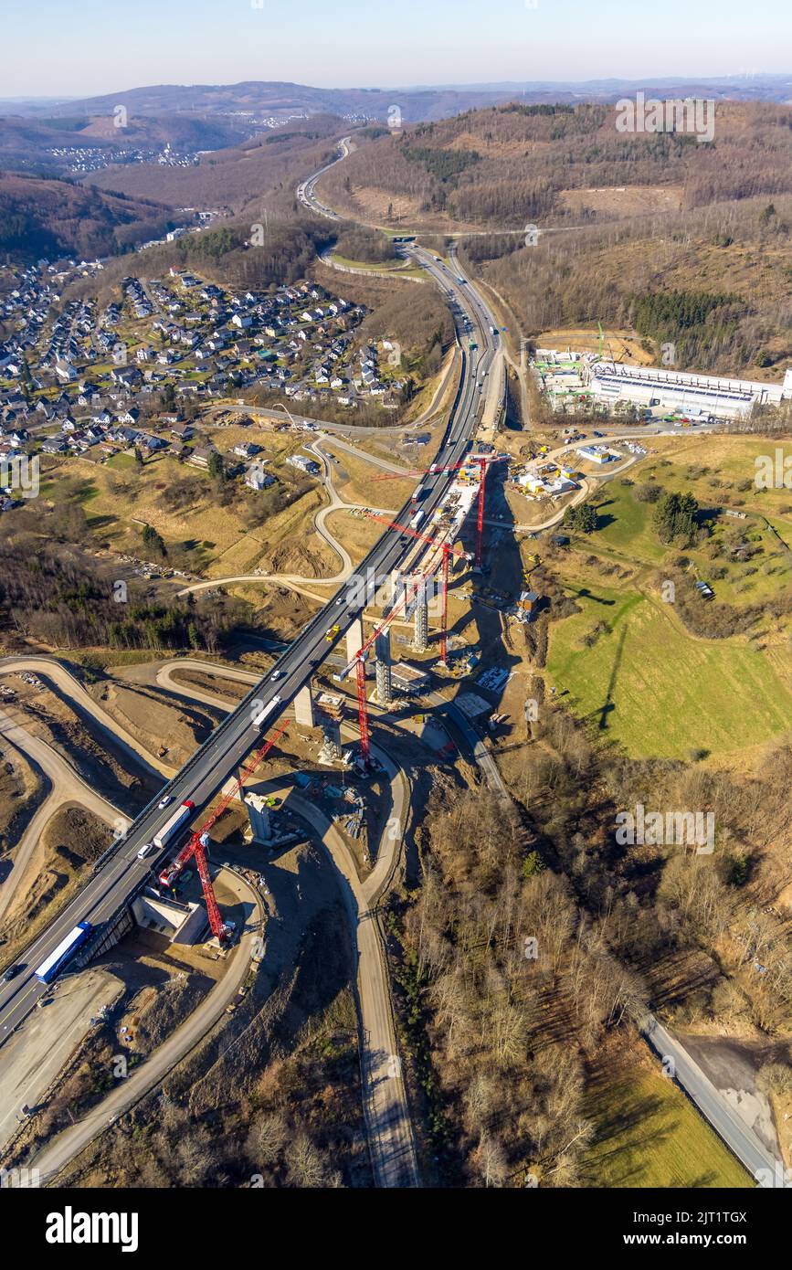 Freeway bridge viaduct Eisern of the freeway A45 Sauerlandlinie ...
