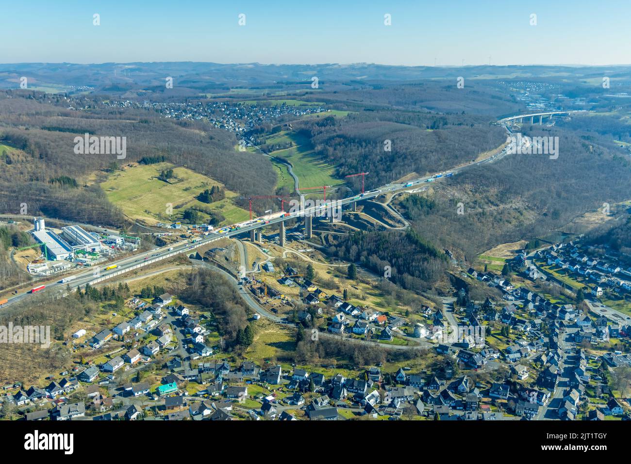 Freeway bridge viaduct Eisern of the freeway A45 Sauerlandlinie ...