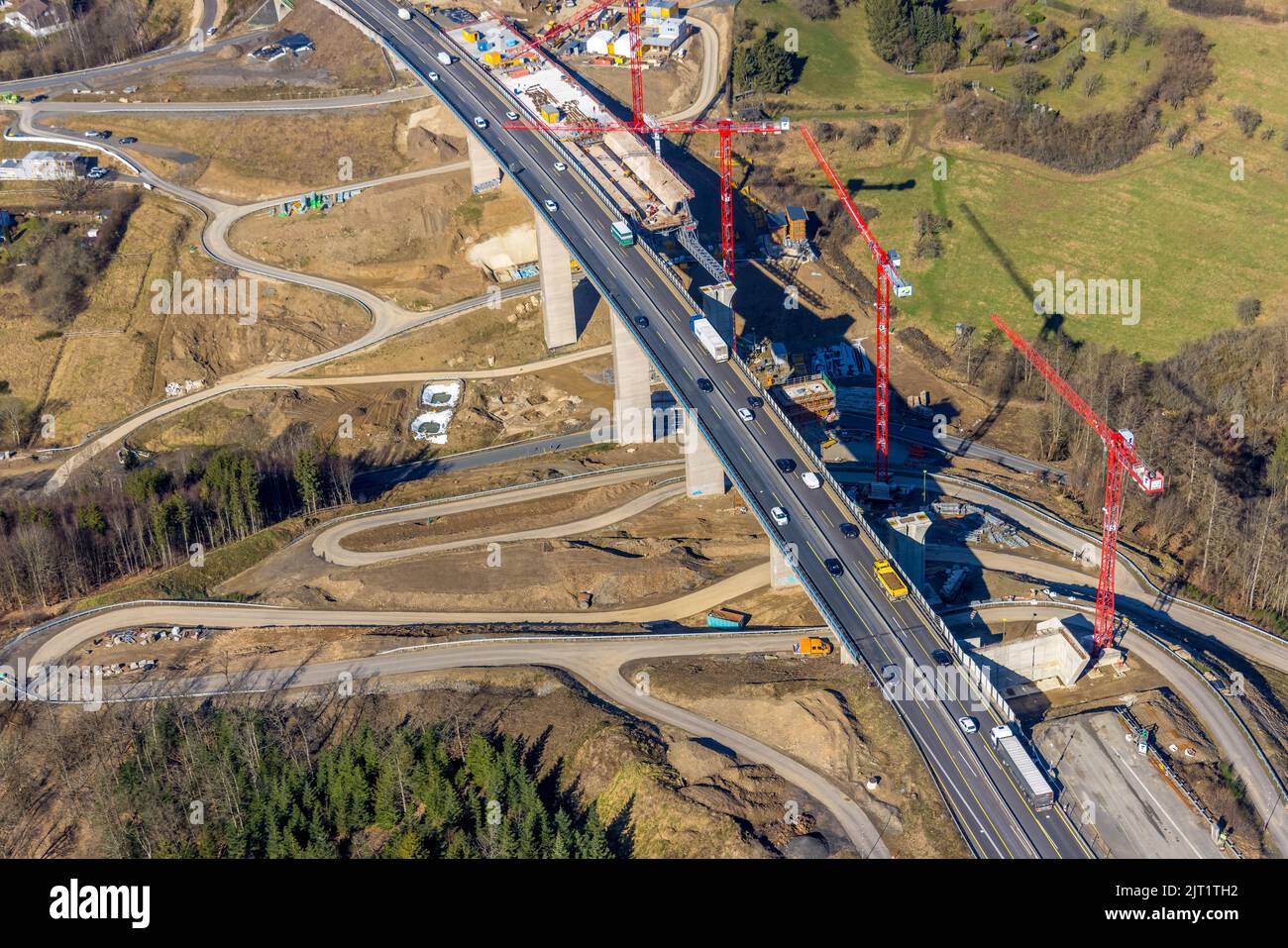 Freeway bridge viaduct Eisern of the freeway A45 Sauerlandlinie ...