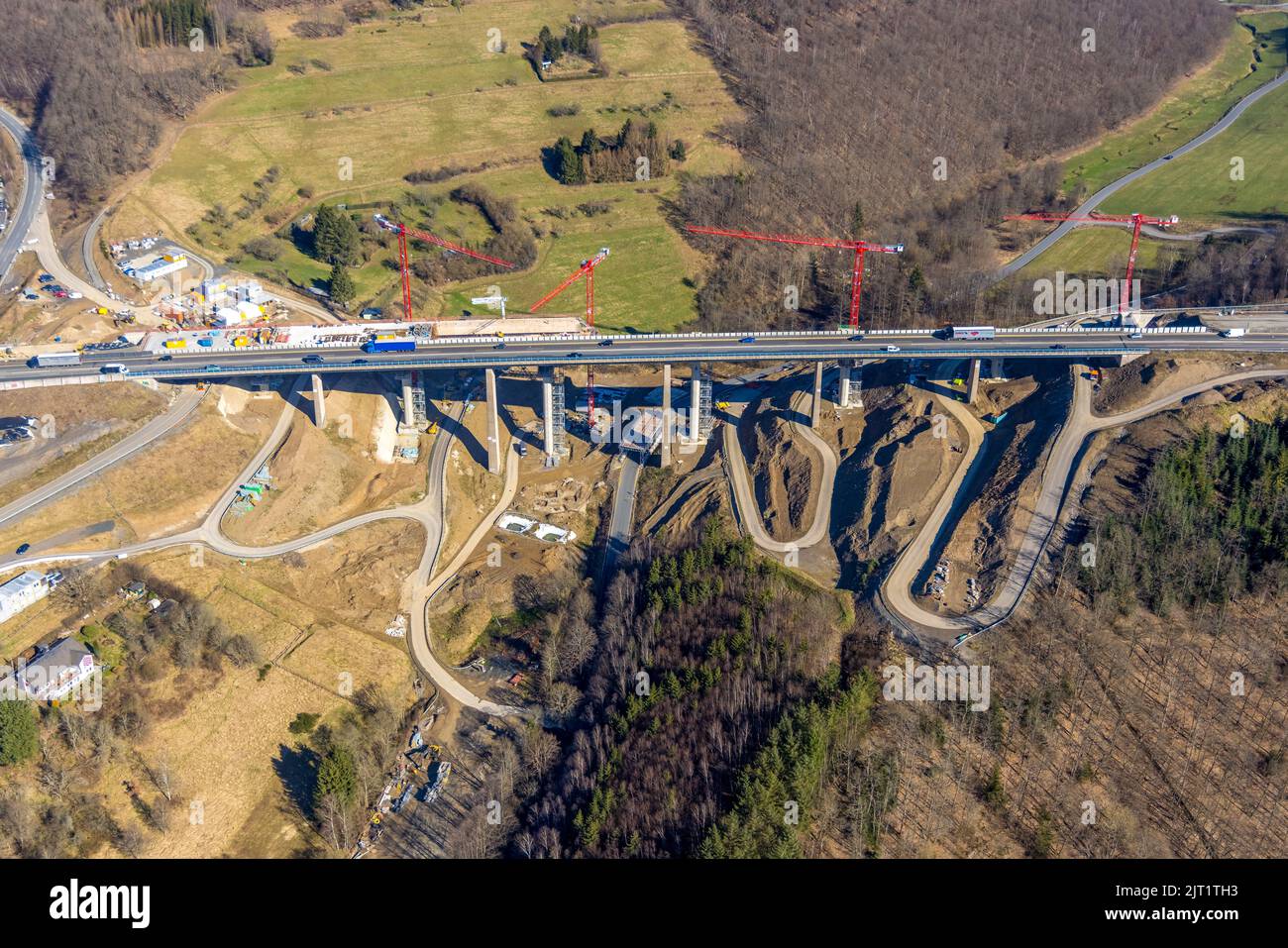 Freeway bridge viaduct Eisern of the freeway A45 Sauerlandlinie ...