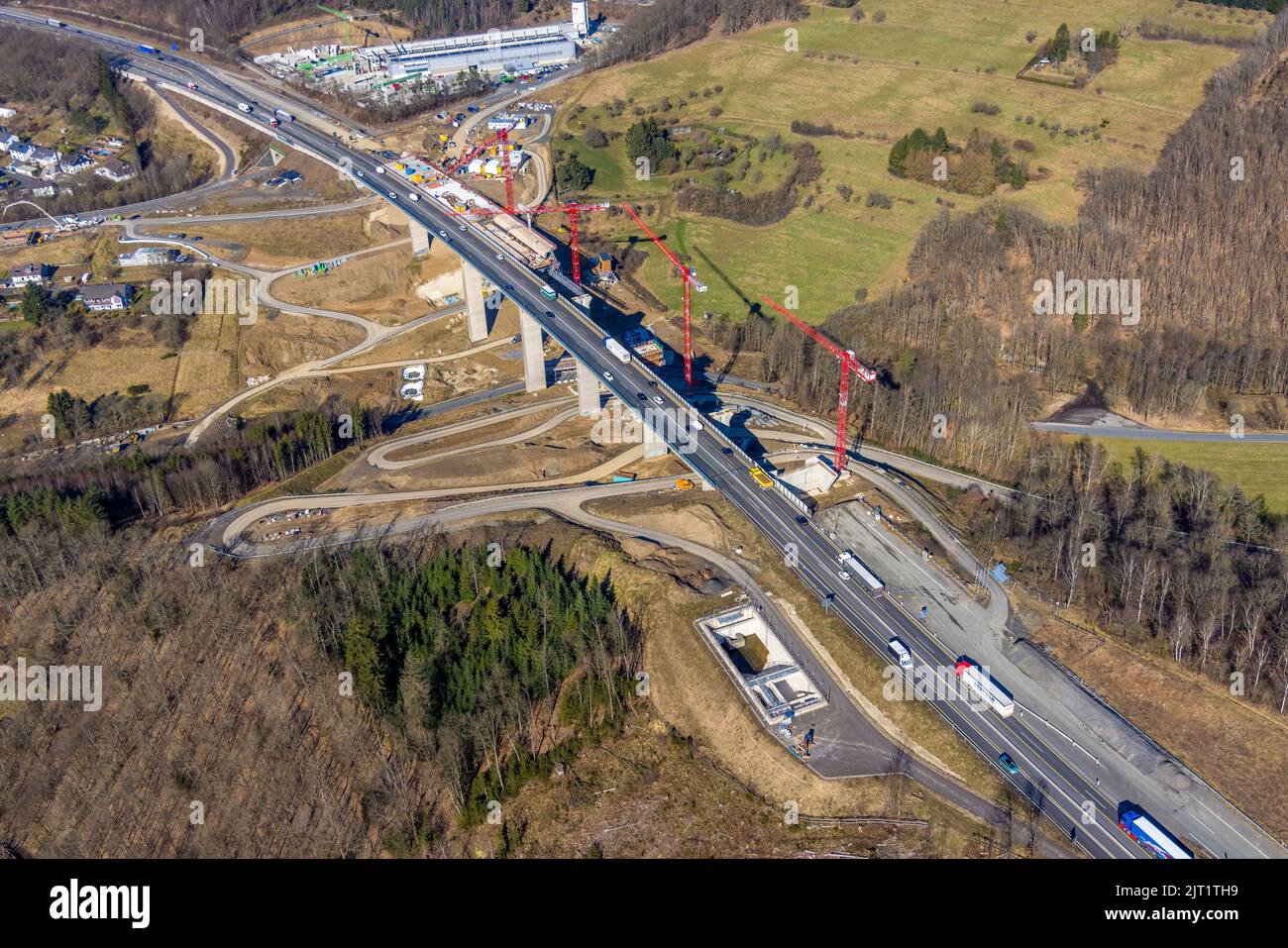 Freeway bridge viaduct Eisern of the freeway A45 Sauerlandlinie ...