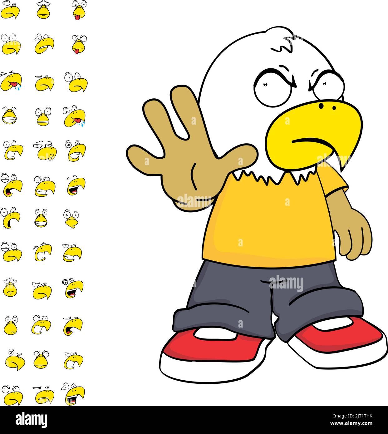 grumpy eagle young kid character cartoon expressions set pack in vector ...