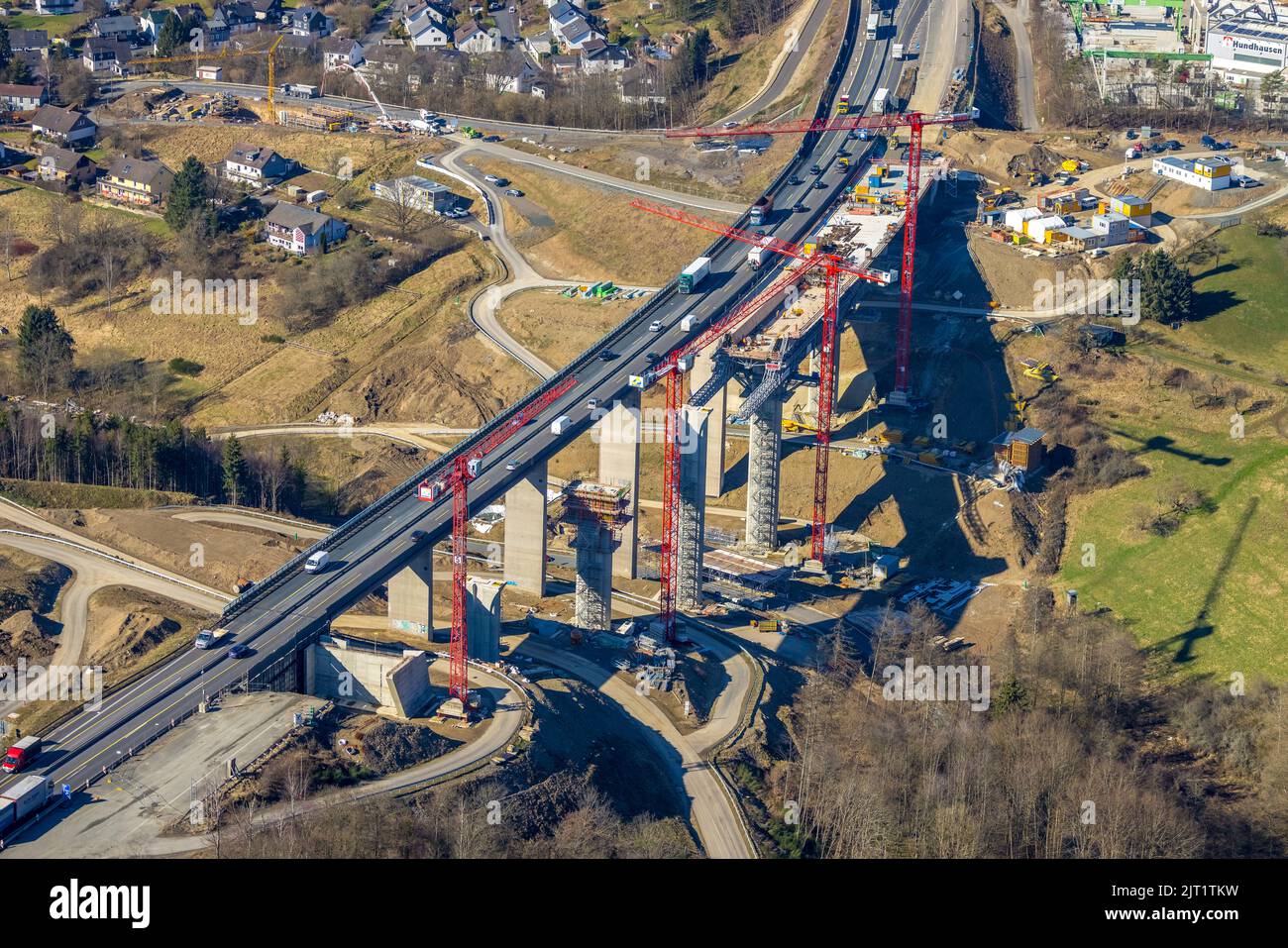 Freeway bridge viaduct Eisern of the freeway A45 Sauerlandlinie ...