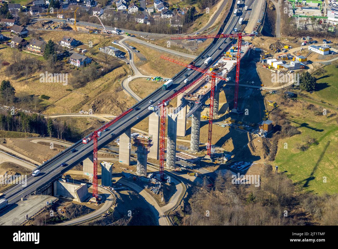 Freeway bridge viaduct Eisern of the freeway A45 Sauerlandlinie ...