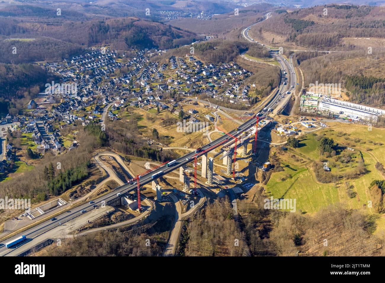 Freeway bridge viaduct Eisern of the freeway A45 Sauerlandlinie ...