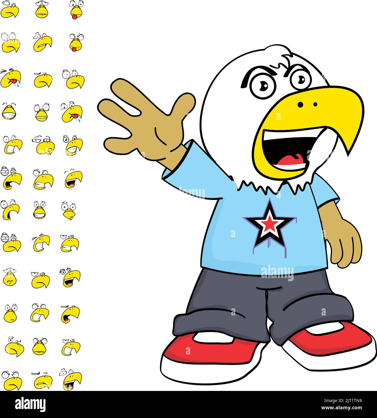 happy eagle young kid character cartoon expressions set pack in vector ...