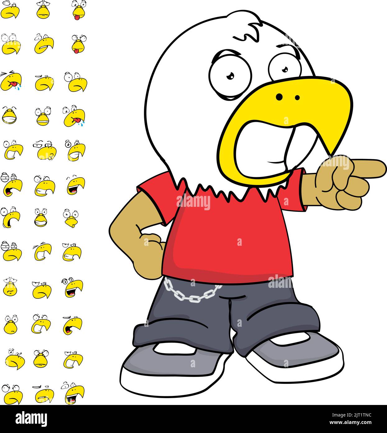 angry eagle young kid character cartoon expressions set pack in vector ...