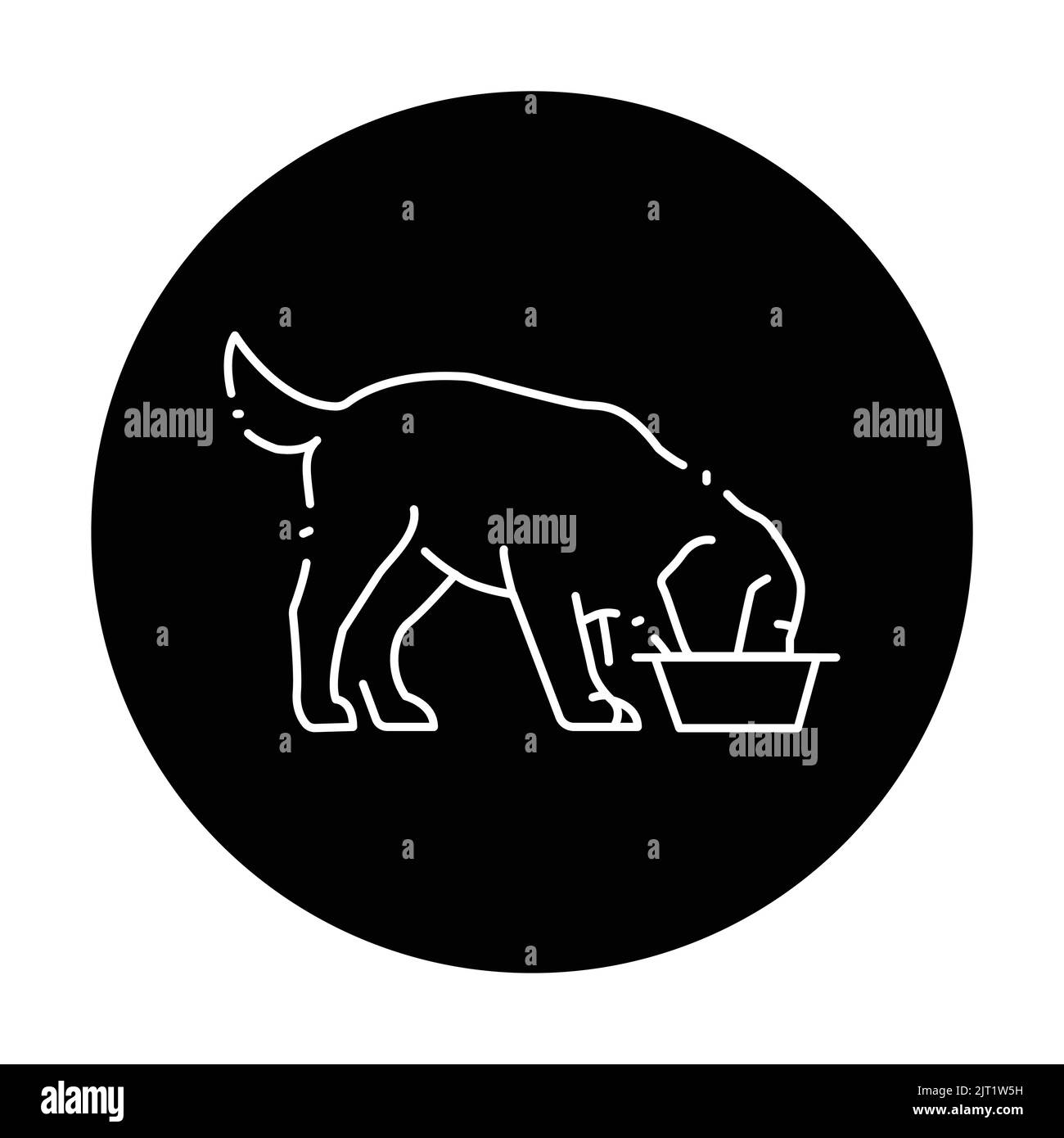 Feeding golden retriever puppy color line icon. Pictogram for web page ...