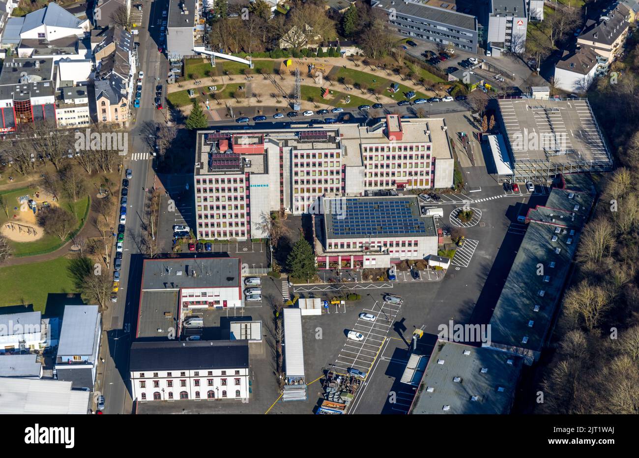 Aerial view, company building of Siemens Building Technologies and ...