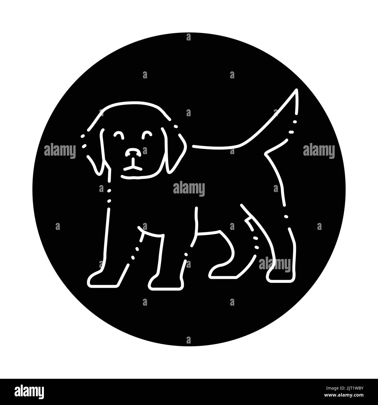 Standing golden retriever puppy color line icon. Pictogram for web page ...