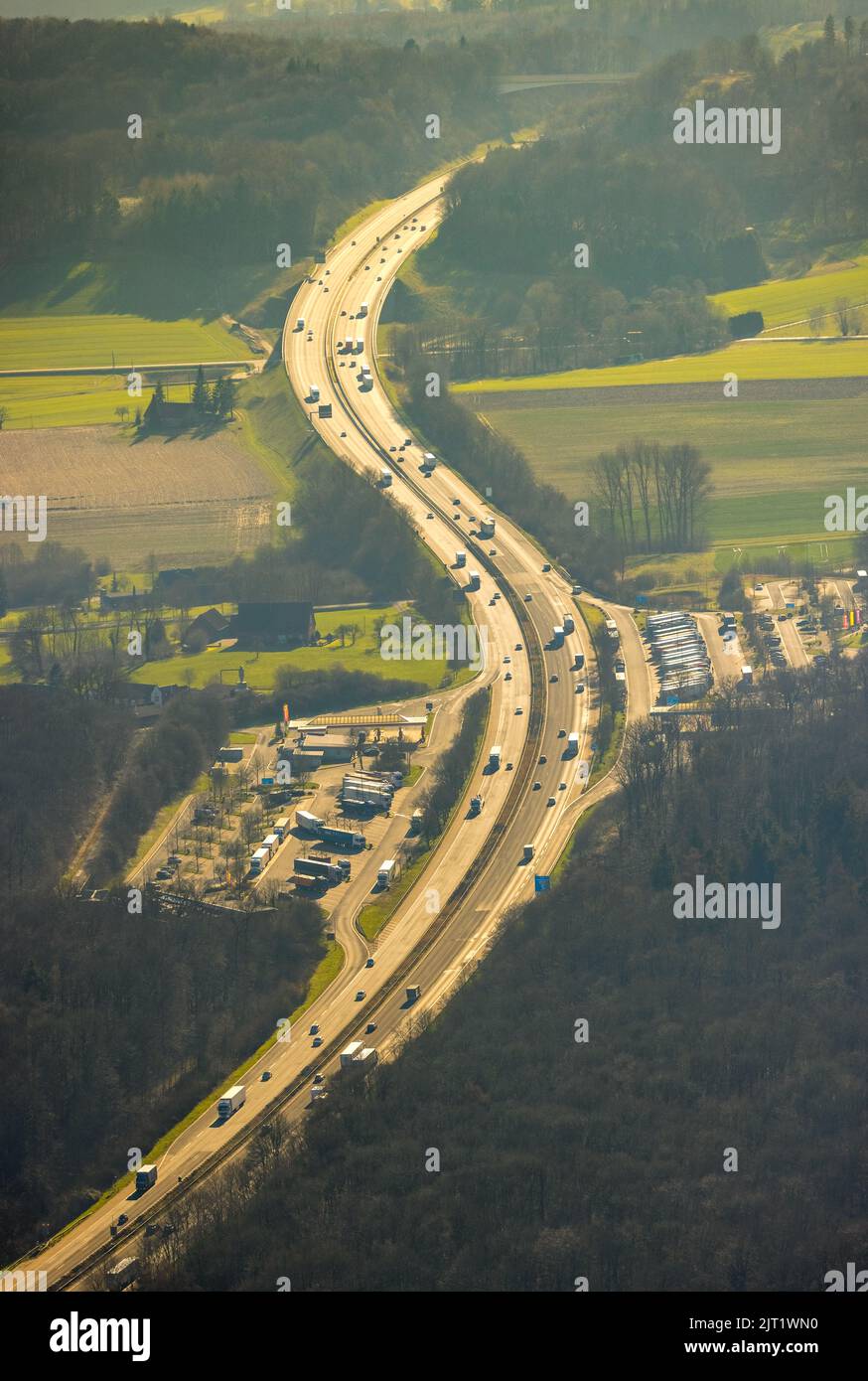 Aerial view, freeway service area Tecklenburger Land at freeway A1 in ...