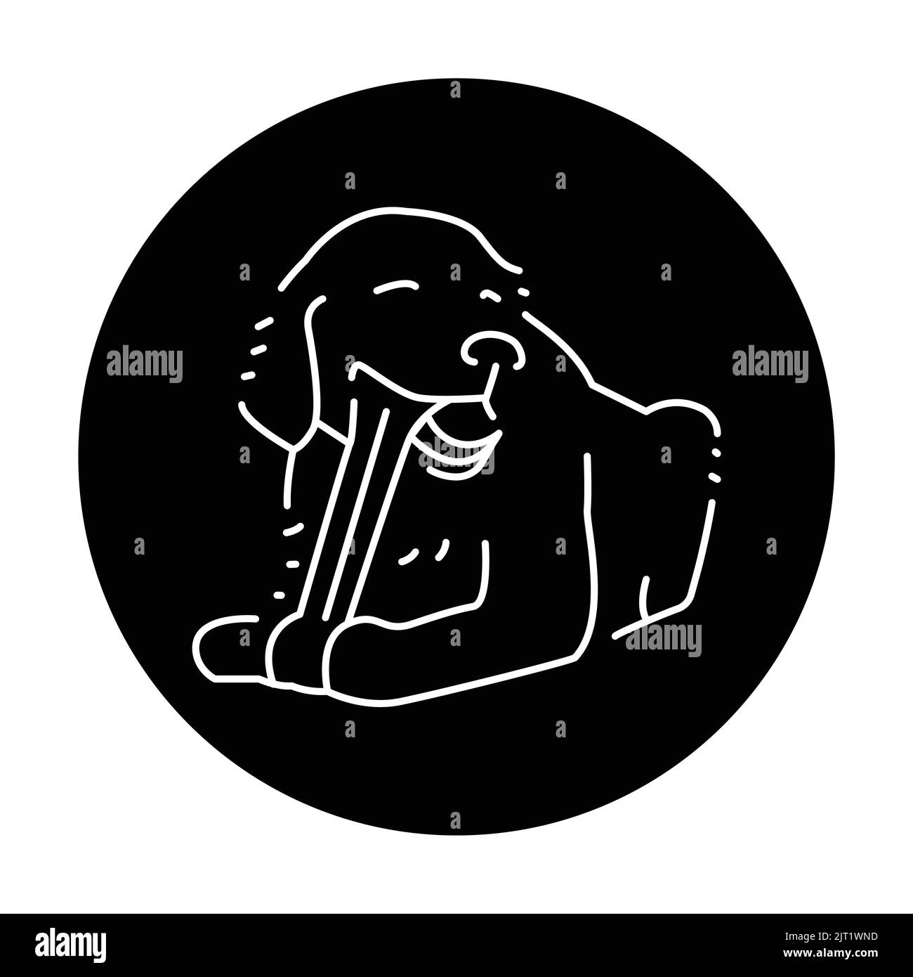 Golder retriever chewing bone color line icon. Pictogram for web page ...