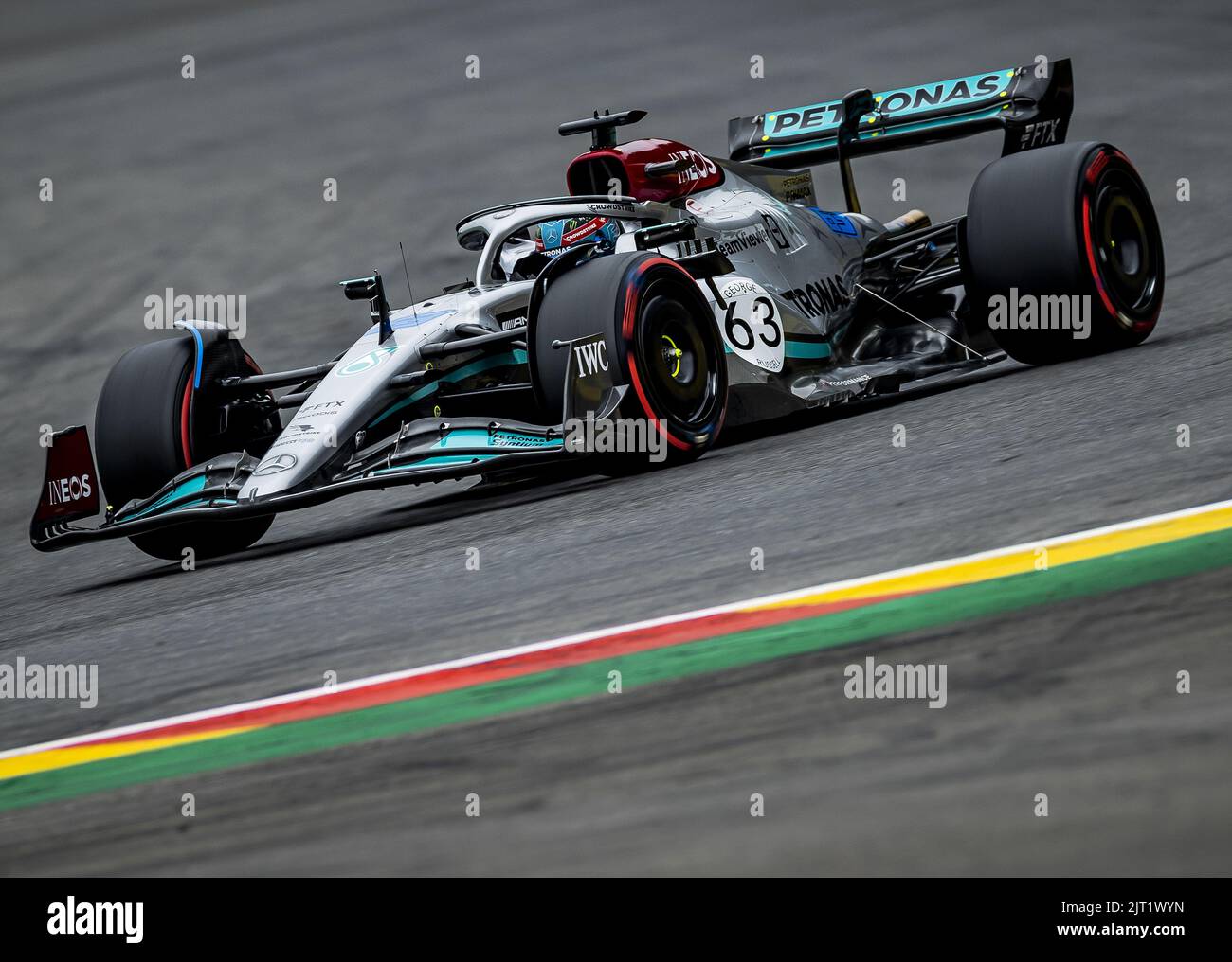 SPA - George Russell (63) with the Mercedes W13 in action during the ...