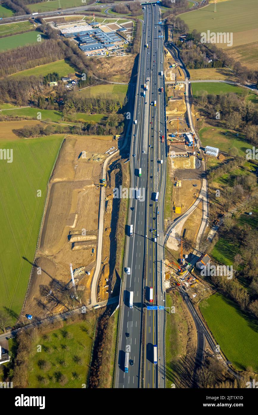 Aerial view, construction site with replacement Liedbachtal bridge of ...